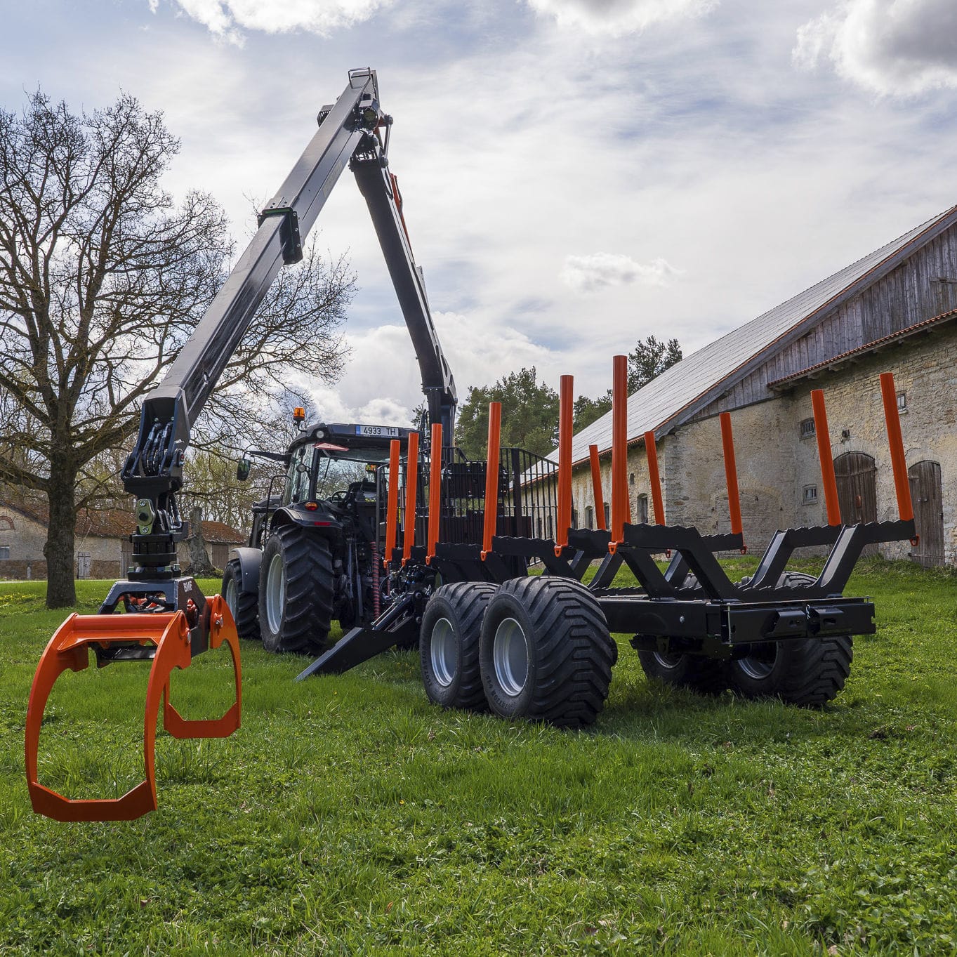 Remorque tandem - 10T2 - BMF - forestière / 10 tonnes / avec grue