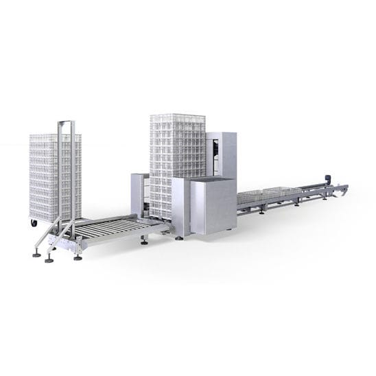 Crate destacker - Pas Reform Hatchery Technologies - automatic