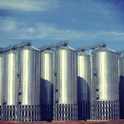 Grain silo - SYMAGA SA - for animal feed / galvanised steel / hopper
