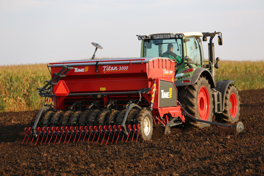 Mechanical seed drill - TITAN series - TUME-AGRI Oy - trailed / double-disc