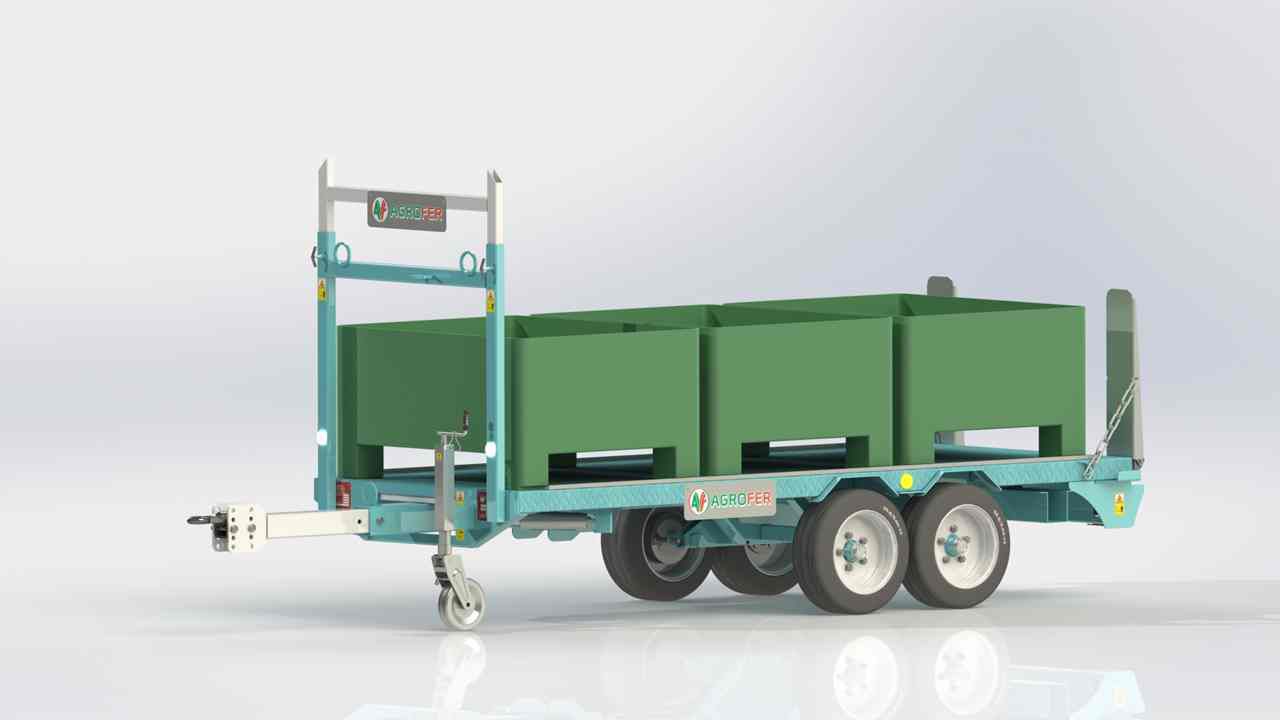 Flatbed trailer - PBC BINS - Agrofer SRL - 2-axle / agricultural / with ...