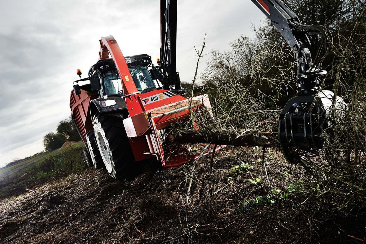 Mounted wood chipper - TP 400 PTO K - FSI-Franskan - diesel / with crane