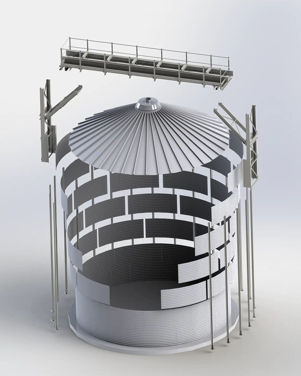 Grain silo - OS - Privé SA - galvanised steel / round / with flat-bottom