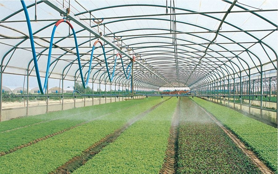 Greenhouse irrigation boom - Demtec - hose-fed / suspended / above ...