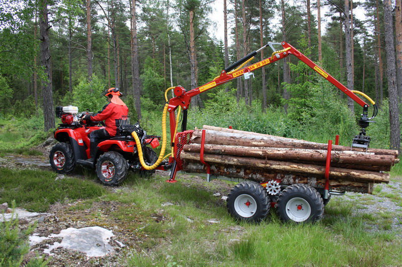 2-axle trailer - T1750 - Kranman AB - forestry / 10 t ... 20 t / with crane