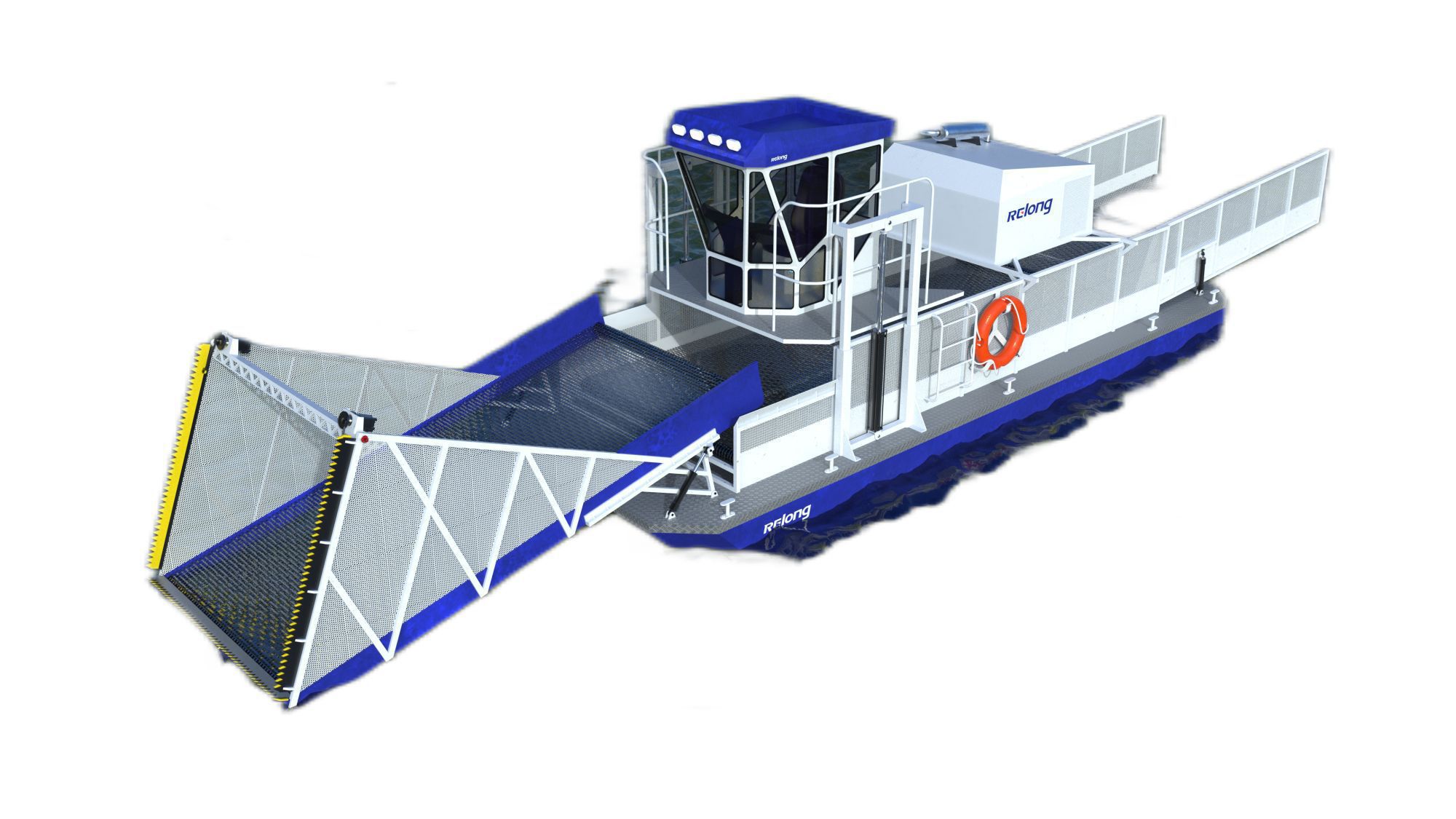 Aquatic weed harvester machine - Relong - boat / electrically-powered ...