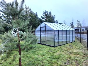 Even-span greenhouse - EH Lux Black - Glass Greenhouse - Ecoslider ...
