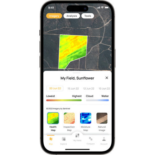 Monitoring mobile app - Orbit - Doktar - for row crops / irrigation / plant