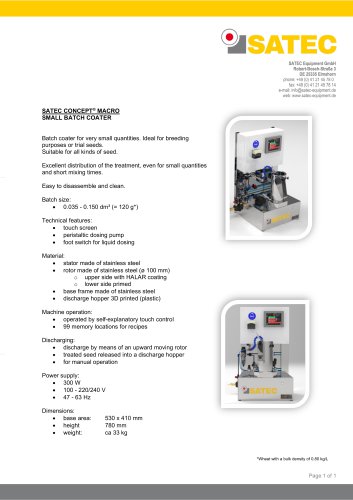 Tous les catalogues et fiches techniques (PDF) Satec Equipment GmbH