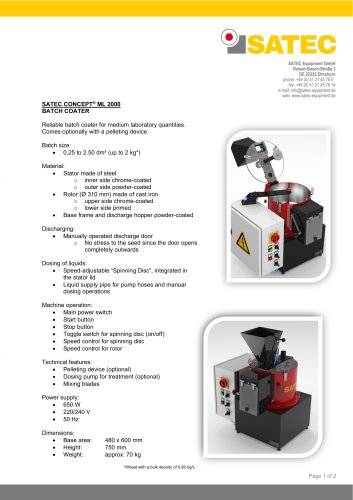 Tous les catalogues et fiches techniques (PDF) Satec Equipment GmbH
